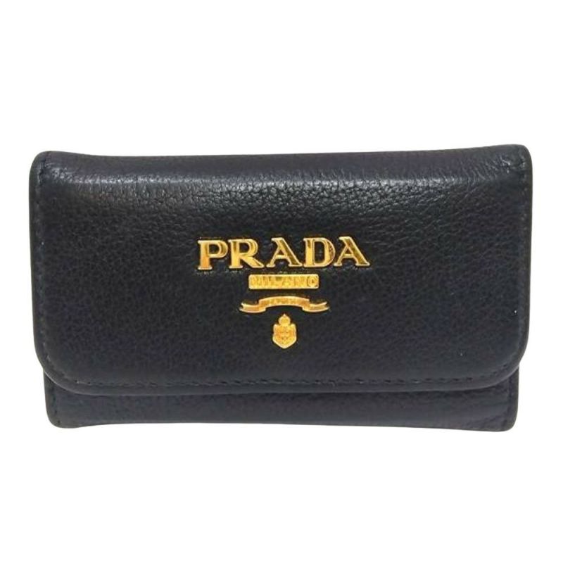 プラダ PRADA キーケース カーフ 1PG222 ブラック ゴールド金具 6連